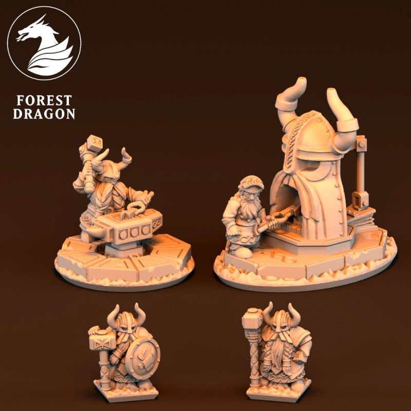 Dwarf rune master on great anvil