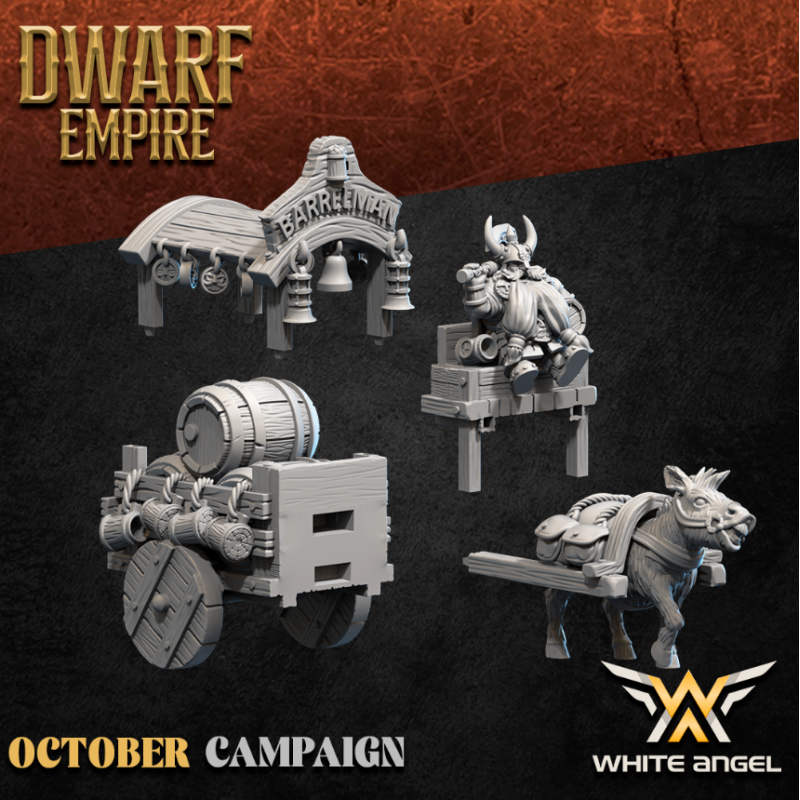 Barrelman cart. Dwarf Empire